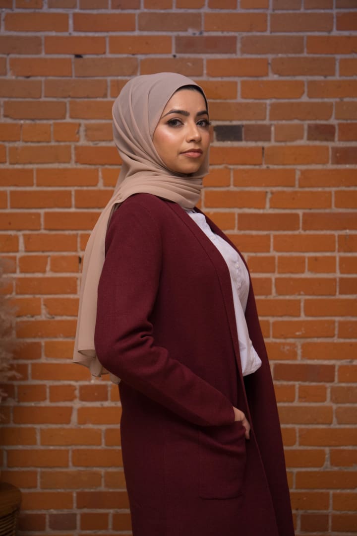 Afflatus Hijab - Fatima Saleh- Burgundy Cardigan